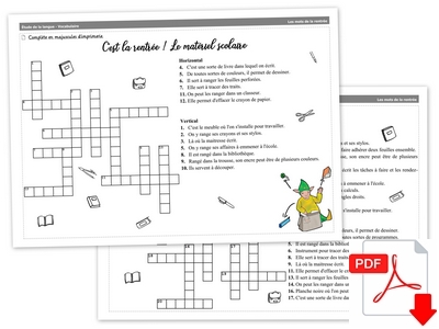 Vocabulaire ♦ Les mots du matériel scolaire ~ Vocabulaire CE1
