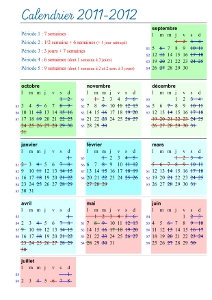Calendrier année scolaire 2011-2012, zone B ~ Cartable d'une maitresse